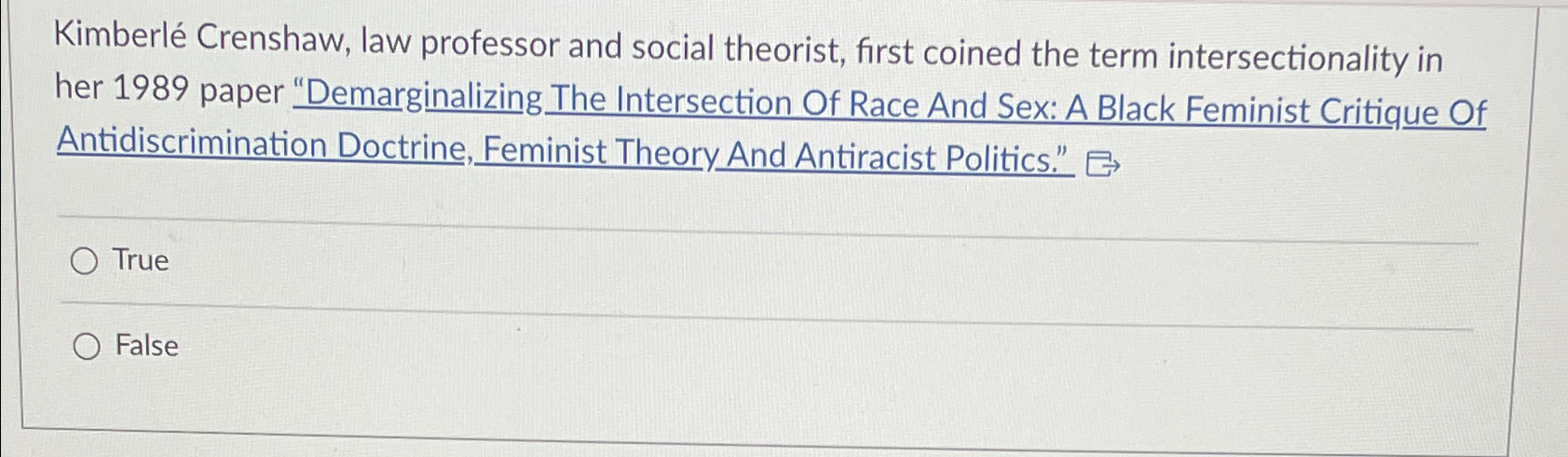 Solved Kimberlé ﻿Crenshaw, law professor and social | Chegg.com