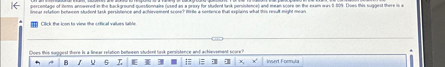 Solved linear relation between student task persistence and | Chegg.com