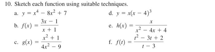 Solved 10. Sketch each function using suitable techniques. | Chegg.com