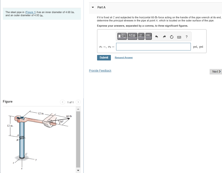 Solved The steel pipe in (Figure 1) ﻿has an inner diameter | Chegg.com