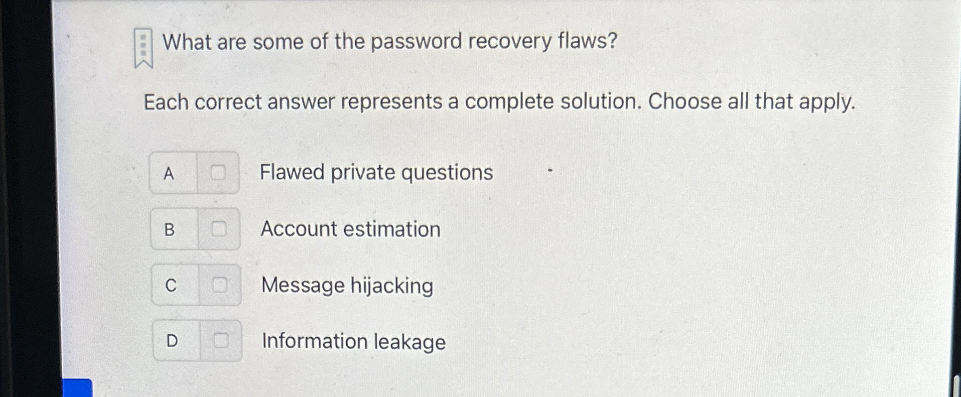 Solved What are some of the password recovery flaws?Each | Chegg.com