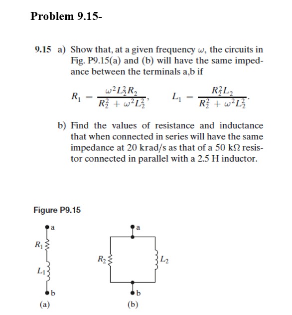 Solved Problem 9 15 9 15 ﻿a Omega ﻿the Circuits Infig