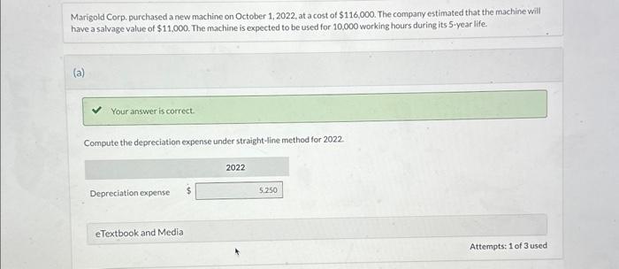 Solved Marigold Corp. purchased a new machine on October 1, | Chegg.com