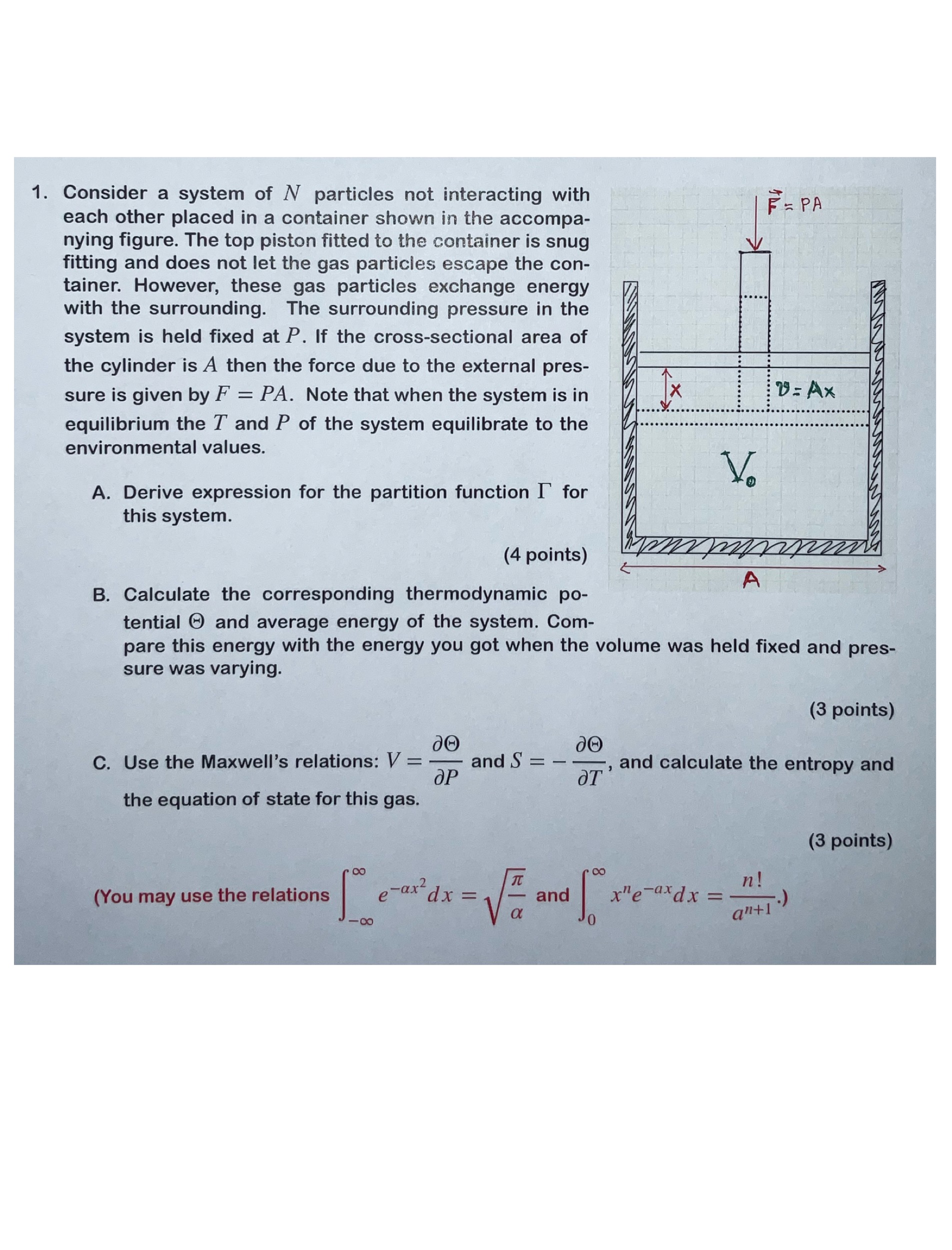 Solved Consider a system of N ﻿particles not interacting | Chegg.com