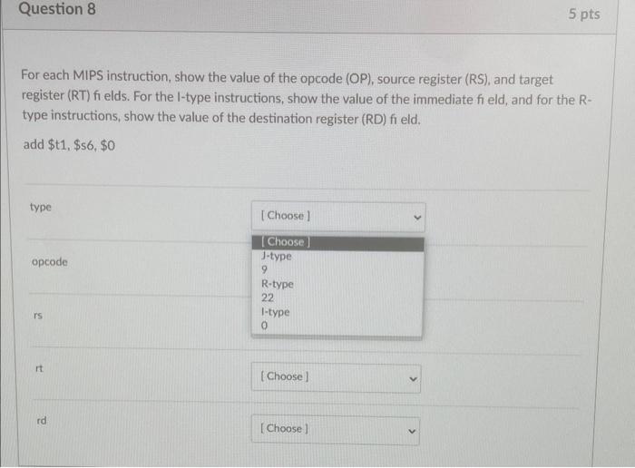 Solved For each MIPS instruction, show the value of the | Chegg.com
