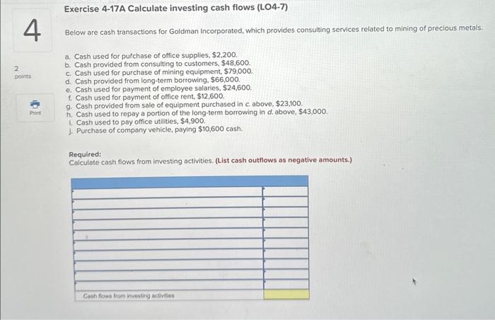 Solved Exercise 4-16A Calculate operating cash flows (LO4-7) | Chegg.com