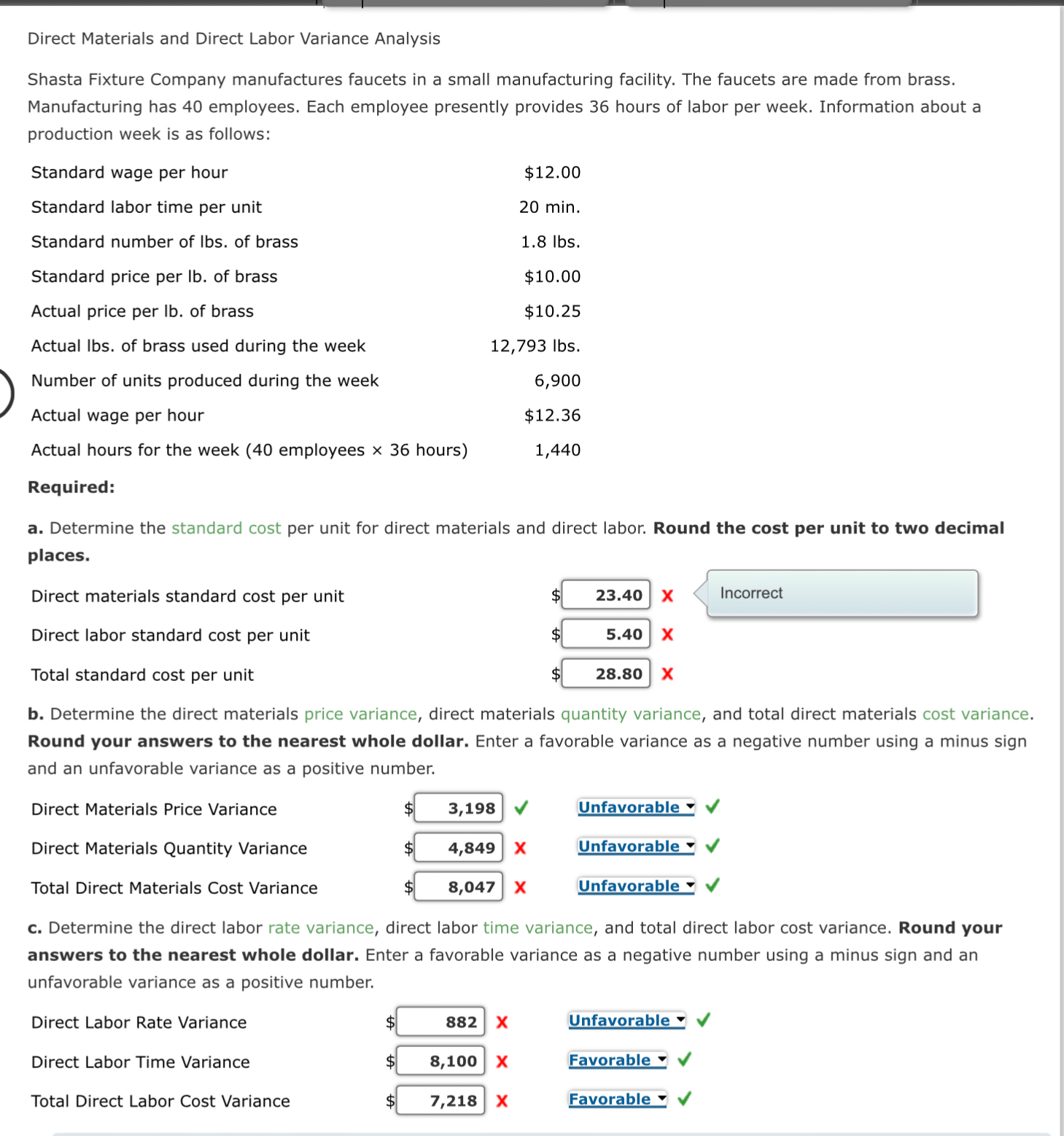 Solved Direct Materials and Direct Labor Variance Analysis | Chegg.com