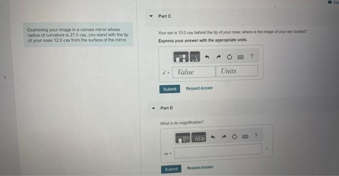 Solved Examining your image in a convex mirror whose radius | Chegg.com