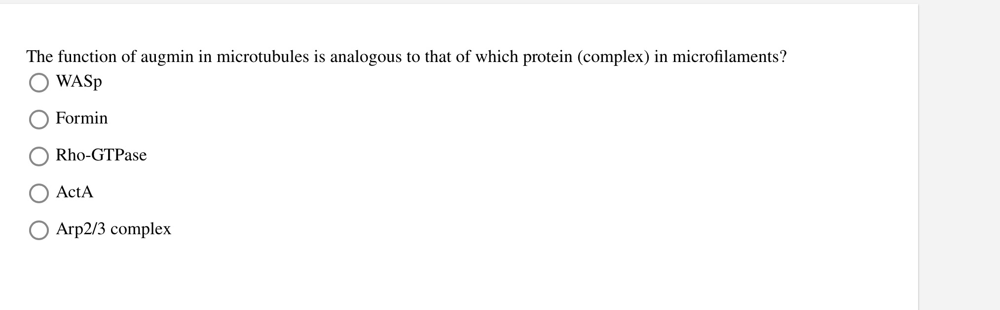Solved The function of augmin in microtubules is analogous | Chegg.com
