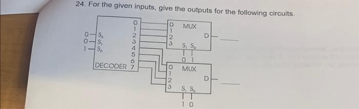 24. For the given inputs, give the outputs for tho | Chegg.com