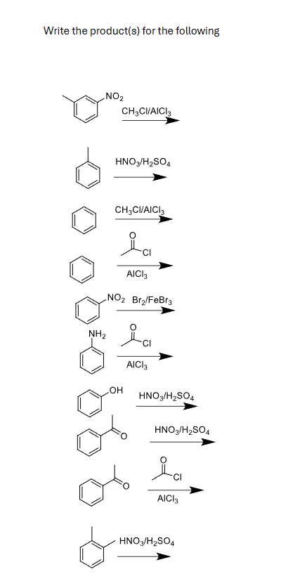 Solved Write the product(s) ﻿for the following: | Chegg.com