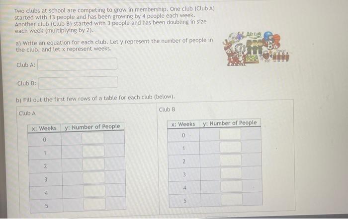 Solved Two clubs at school are competing to grow in | Chegg.com