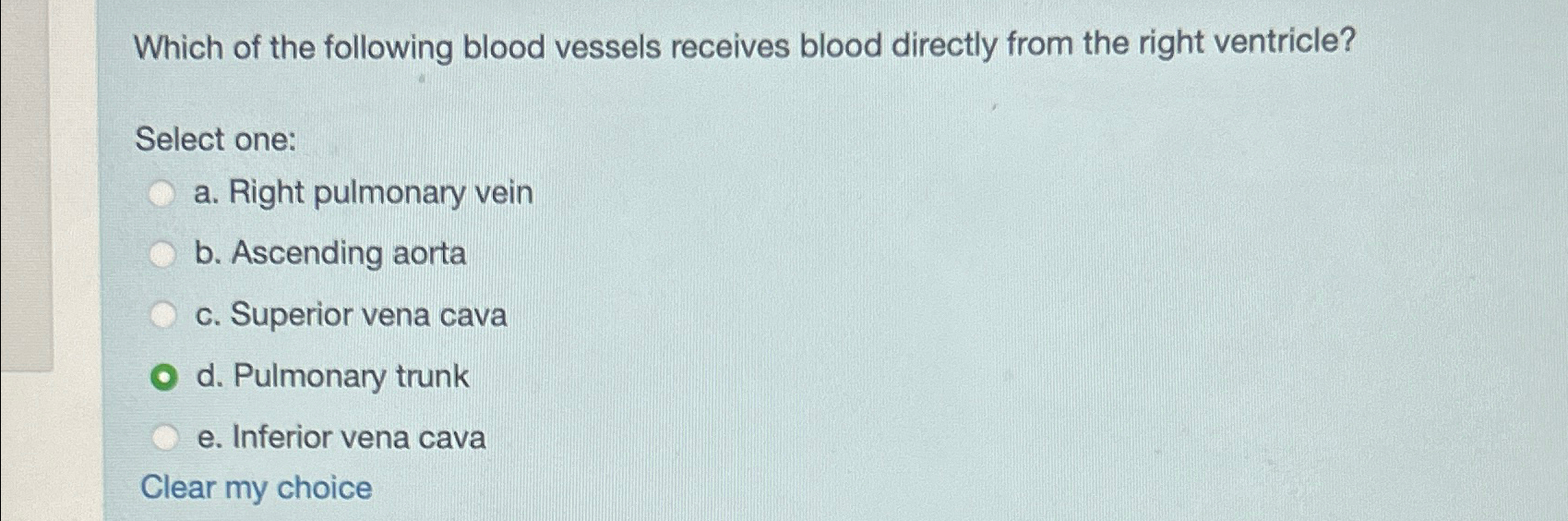 Solved Which of the following blood vessels receives blood | Chegg.com