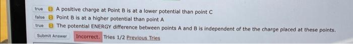 Solved A positive charge at Point B is at a lower potential | Chegg.com