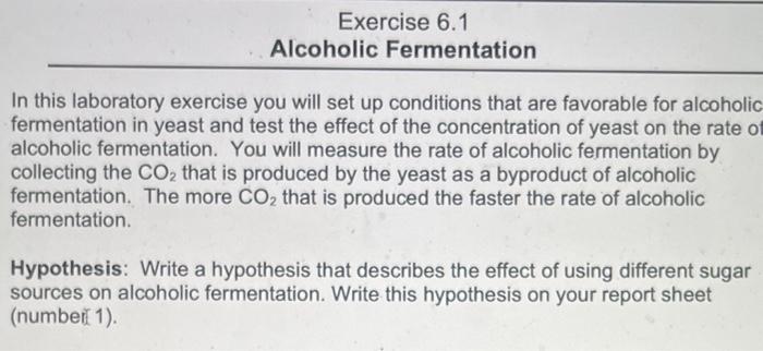 Solved Exercise 6.1 Alcoholic Fermentation In this | Chegg.com