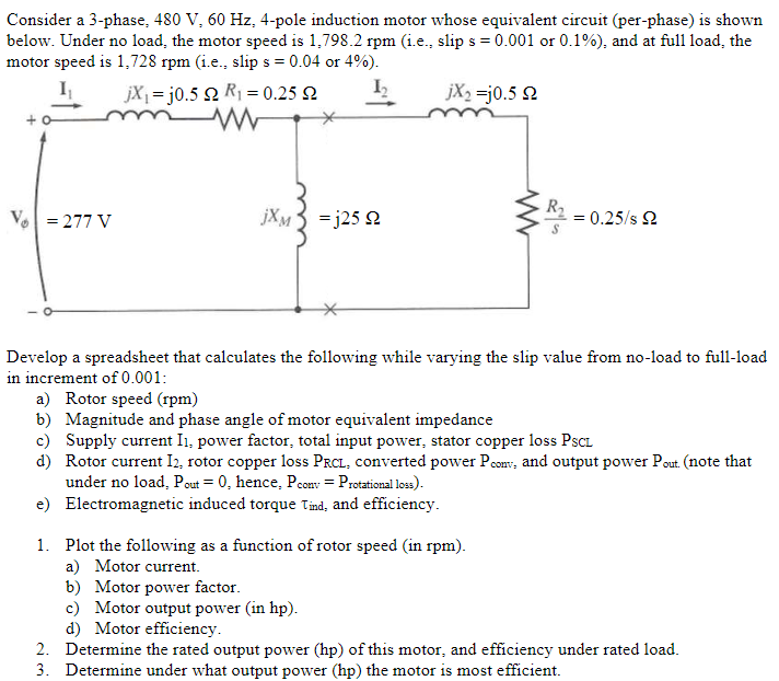 Solved Consider a 3-phase, 480V,60Hz, 4-pole induction motor | Chegg.com