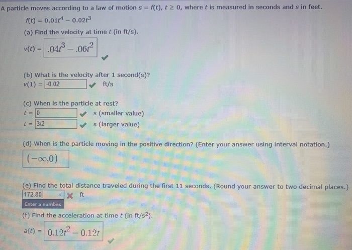 Solved A particle moves according to a law of motion s = | Chegg.com