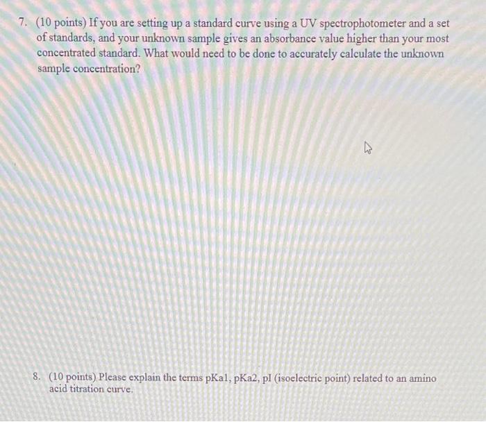 Solved 7. (10 points) If you are setting up a standard curve | Chegg.com