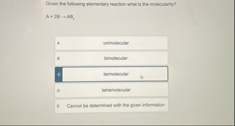 Solved Given the following elementary reaction what is the | Chegg.com