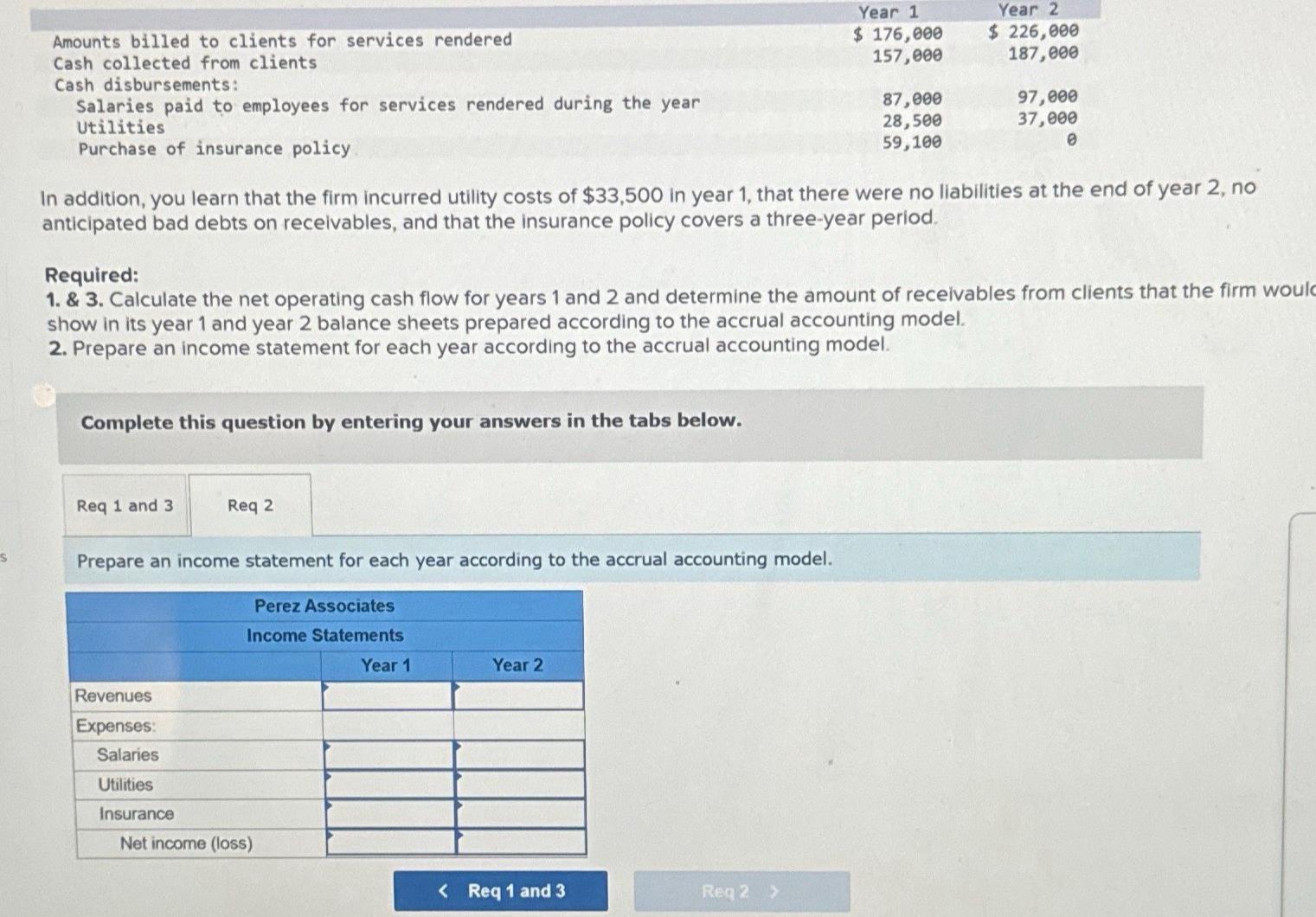 Solved \table[[,Year 1,Year 2],[Amounts billed to clients | Chegg.com