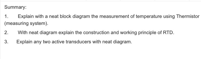 Solved Summary: 1. Explain with a neat block diagram the | Chegg.com