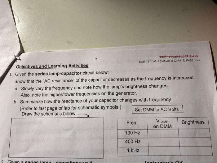 EGR 101 tab 2 FA.docx EGR 151 Lab 5 (old Lab 8 V2 | Chegg.com