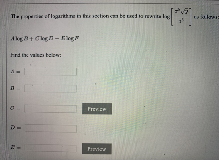 Solved The properties of logarithms in this section can be | Chegg.com