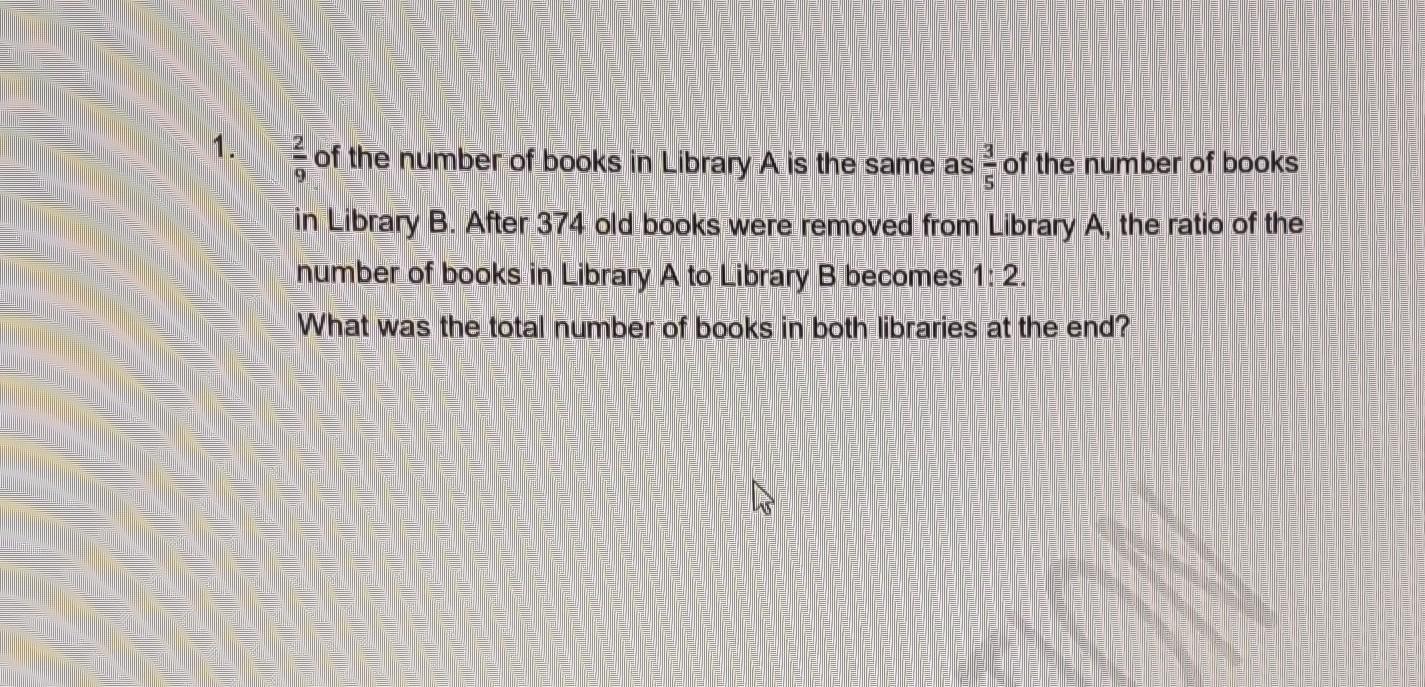 Solved 1. 9−2 of the number of books in Library A is the | Chegg.com