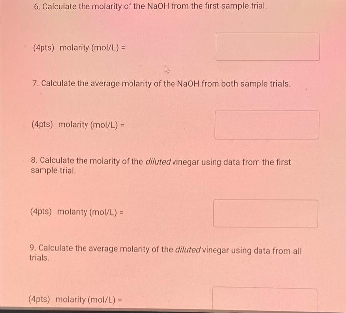Solved Part 1. Standardization of Sodium Hydroxide Solution | Chegg.com