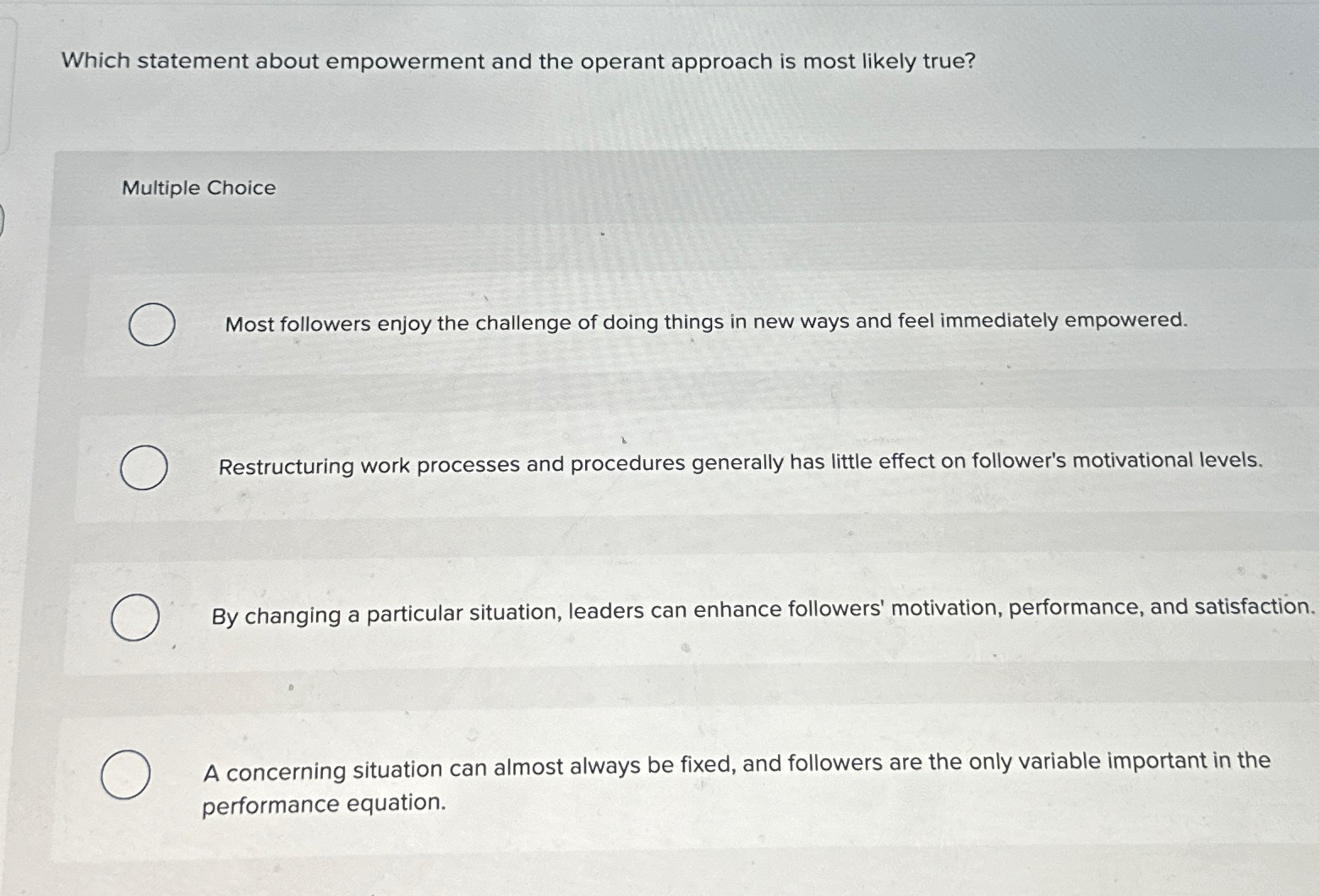 Solved Which statement about empowerment and the operant | Chegg.com