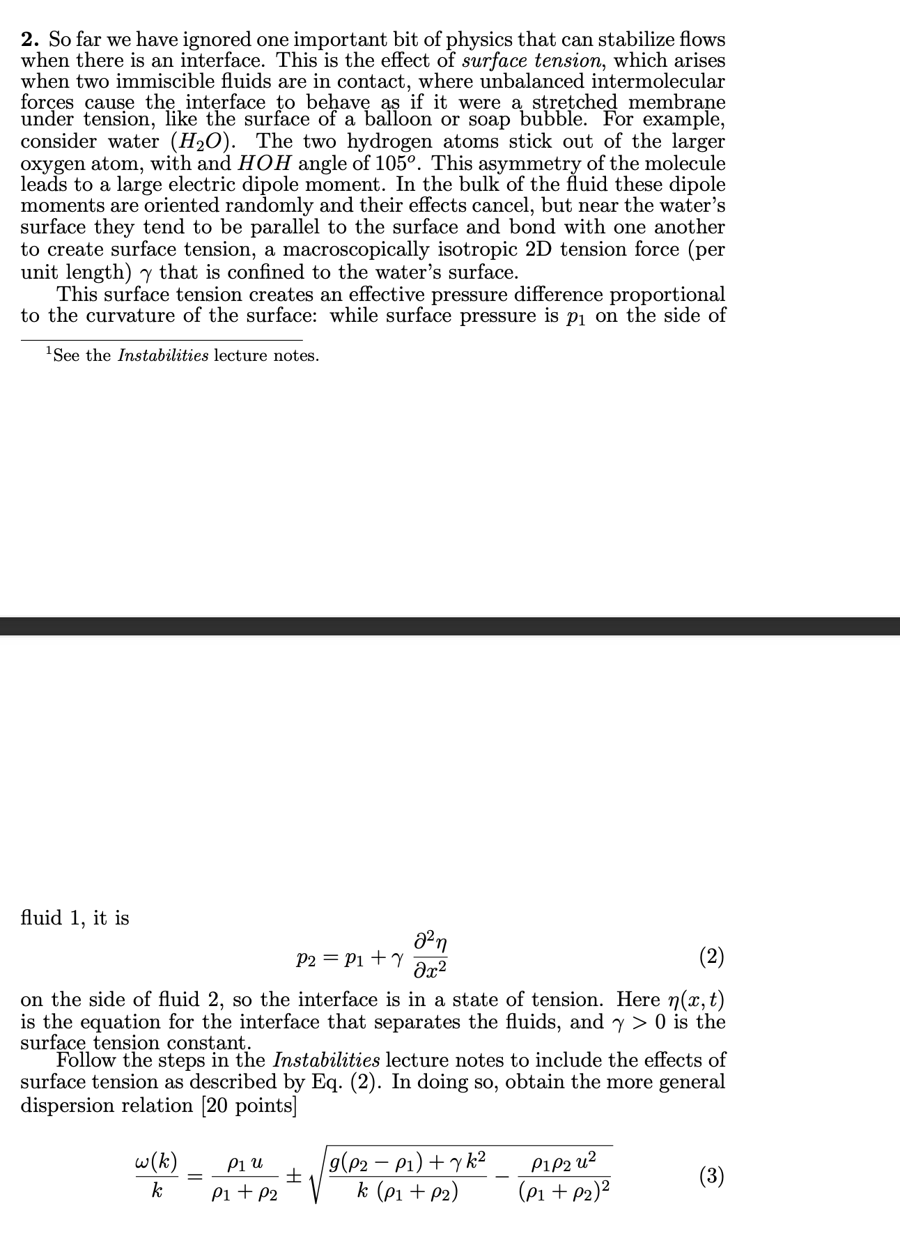 Solved fluid 1 , ﻿it isp2=p1+γdel2ηdelx2on the side of fluid | Chegg.com