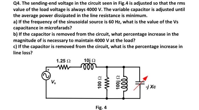 Solved Q4. The sending-end voltage in the circuit seen in | Chegg.com