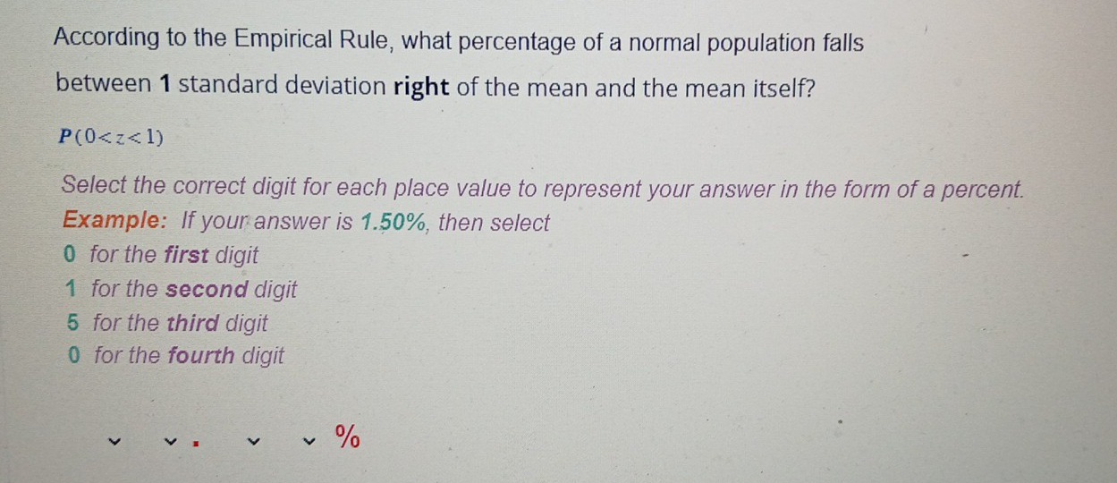 Solved According to the Empirical Rule, what percentage of a | Chegg.com