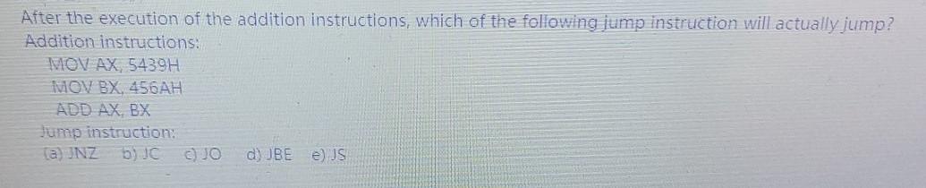 Solved After the execution of the addition instructions, | Chegg.com