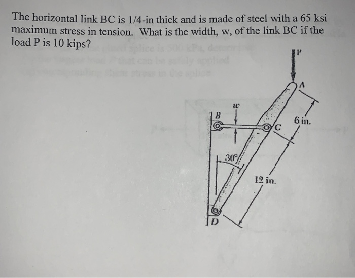 Solved The horizontal link BC is 1/4-in thick and is made of | Chegg.com