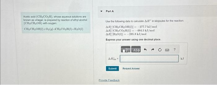 Solved Use the following data to calculate AHO in kilojoules | Chegg.com