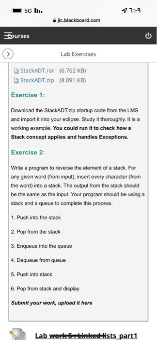 Solved Exercise 1: Download the StackADT.zip startup code | Chegg.com