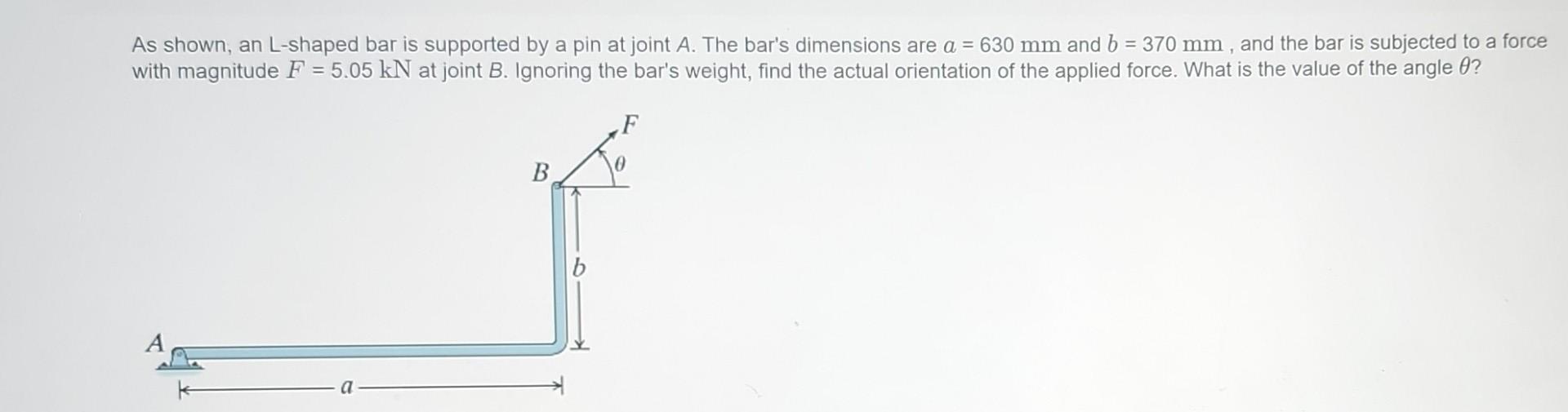 Solved 1 As shown, an L-shaped bar is supported by a pin at | Chegg.com