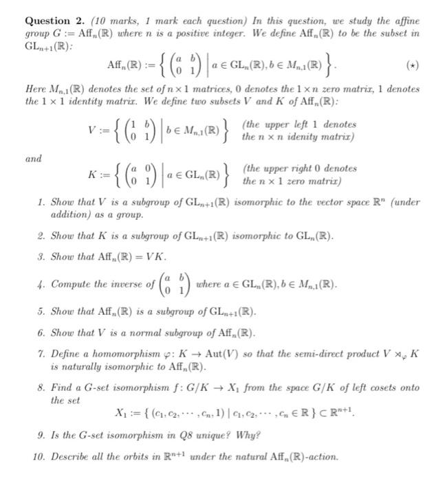 Solved Question 2 10 Marks 1 Mark Each Question In This 