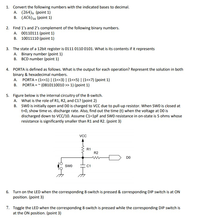 Solved 1. Convert the following numbers with the indicated | Chegg.com