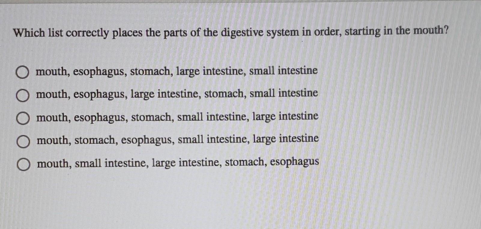 Solved Which list correctly places the parts of the | Chegg.com