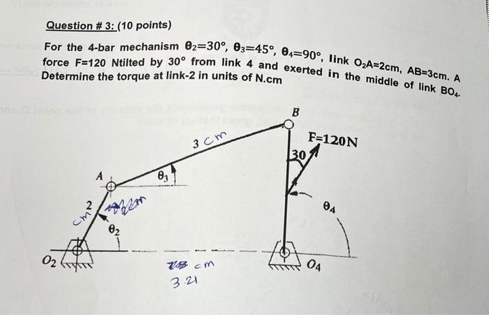 Solved For the 4-bar mechanism \\( | Chegg.com
