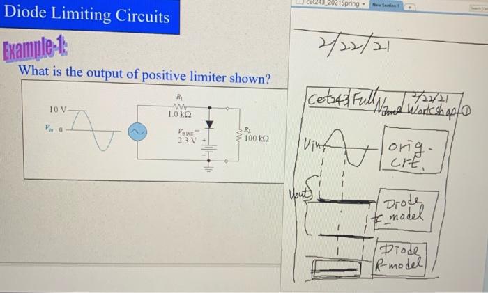Solved cete 2021Spring Diode Limiting Circuits Example-1 | Chegg.com