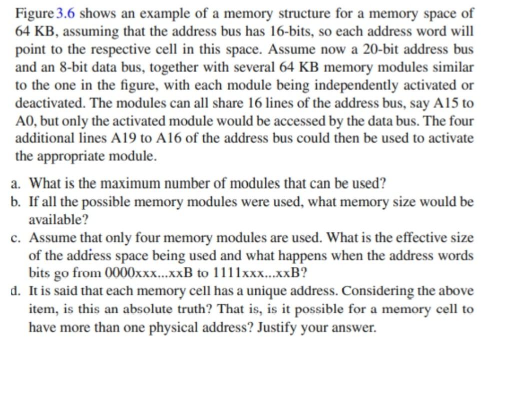 Solved Figure 3.6 shows an example of a memory structure for | Chegg.com