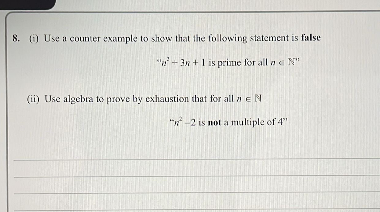 Solved (i) ﻿Use a counter example to show that the following | Chegg.com