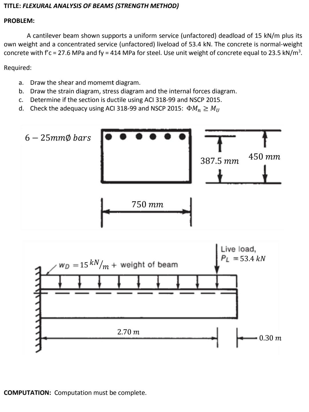 Solved TITLE: FLEXURAL ANALYSIS OF BEAMS (STRENGTH METHOD) | Chegg.com