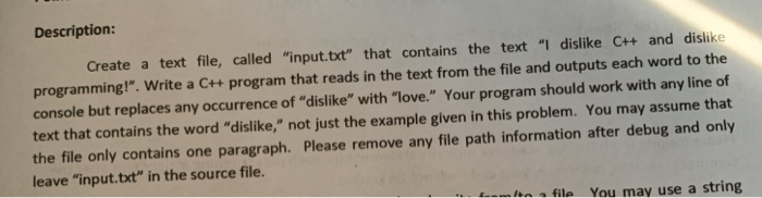 Solved Description: Create a text file, called "input.txt" | Chegg.com