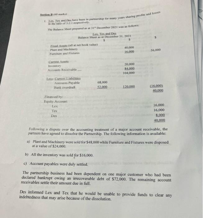 Section 8 (60 markv) 1. Lex. Tex and Dach hiwe been | Chegg.com