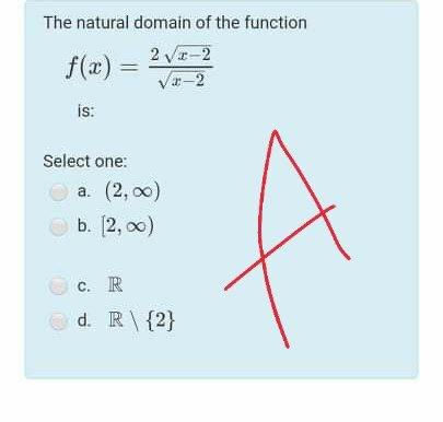 Solved The natural domain of the function 2 1-2 f(x) V-2 is: | Chegg.com