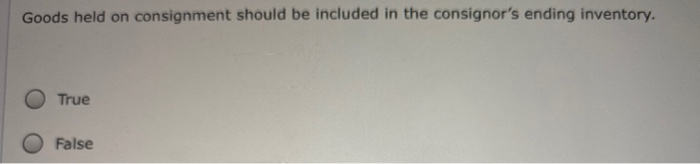 Solved Goods held on consignment should be included in the | Chegg.com